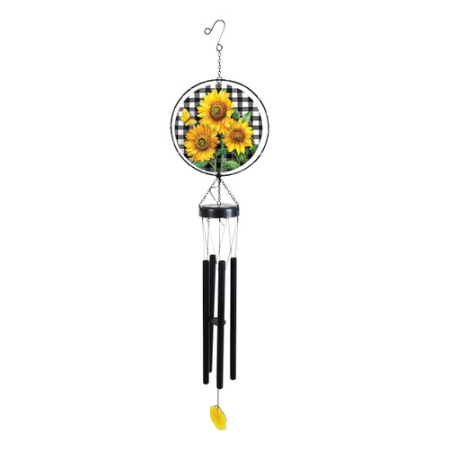 Checkered Sunflowers Illuminated Wind Chime - Briarwood Lane