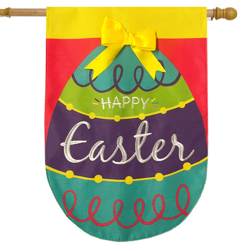 Happy Easter Egg Burlap House Flag - Briarwood Lane