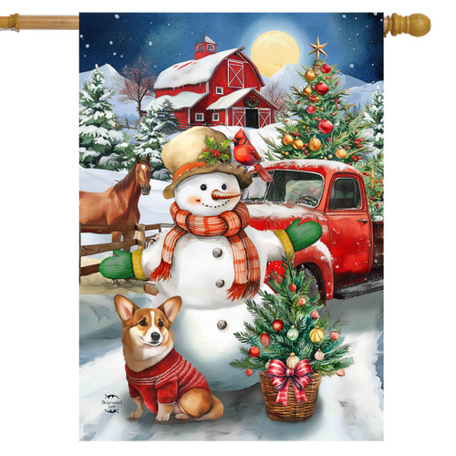 Country Snow Day House Flag - Briarwood Lane