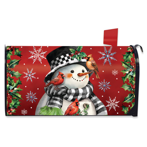 Snowman With Cardinals Mailbox Cover - Briarwood Lane