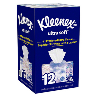 Facial Tissue Kleenex Ultra Soft Tissue Cube - 12/cs - Prostar Industries
