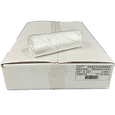 Liner - 24" x 33", 12-16 Gal. 6 Mic, Natural 1000/CS - Prostar Industries