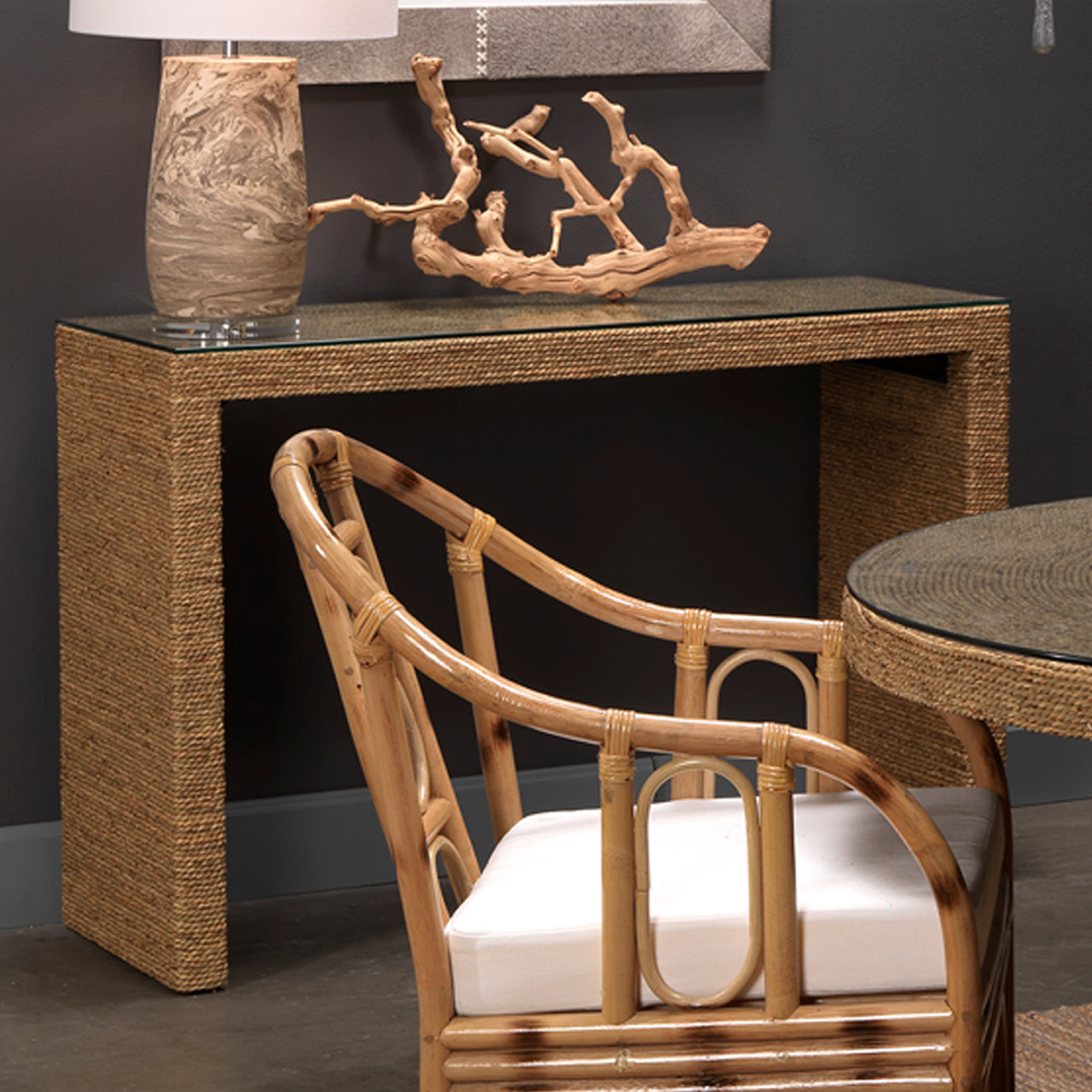 Captain's Seagrass Wrapped Console Table | Caron's Beach House