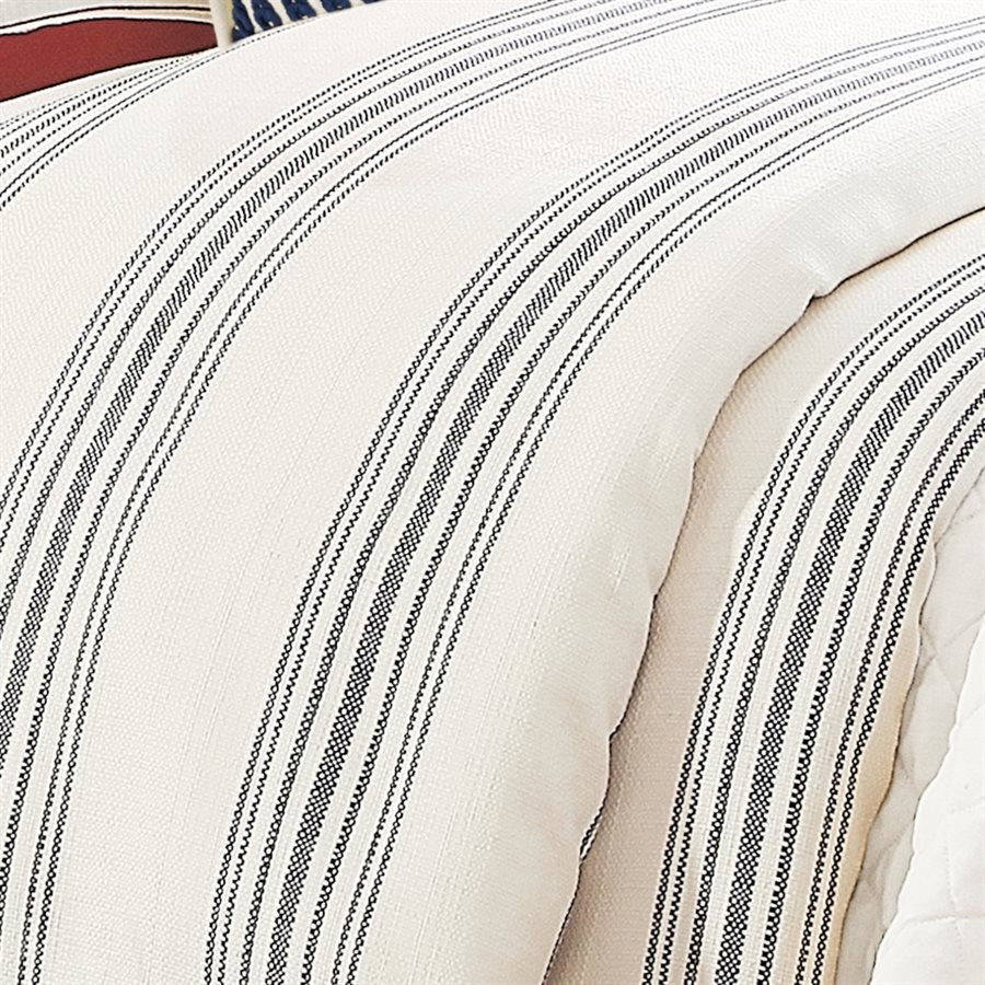Prescott Navy Ticking Striped King Comforter Set | Caron's Beach House