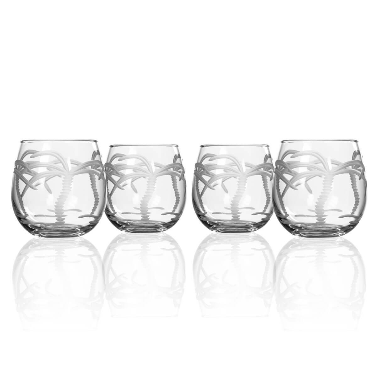 Tropical Motif Etched Glassware | Caron's Beach House
