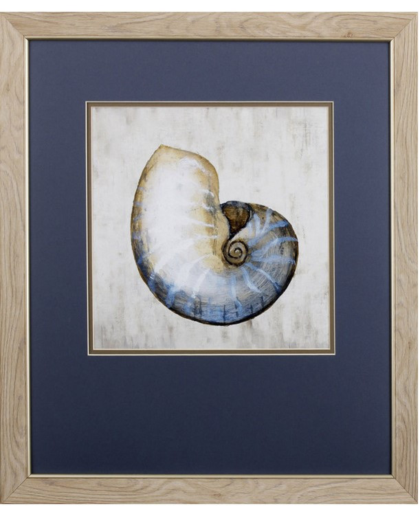 Deep Sea Blue Coastal Shells Prints- Set of Two