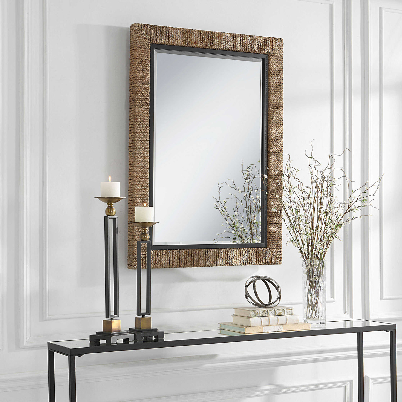 Island Braided Seagrass Rectangle Mirror - Instant Coastal Vibes