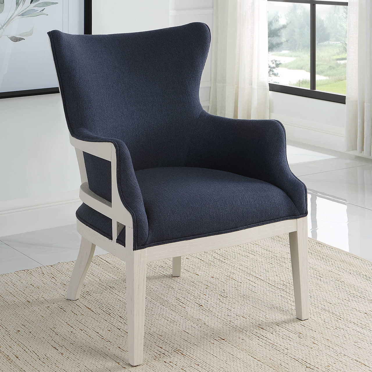 Sailor Striped Wingback Accent Chair | Caron's Beach House