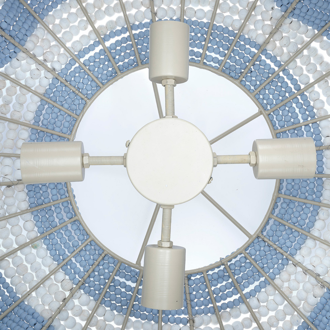 Clamshell Blue and White Beaded Chandelier - Coastal Cool