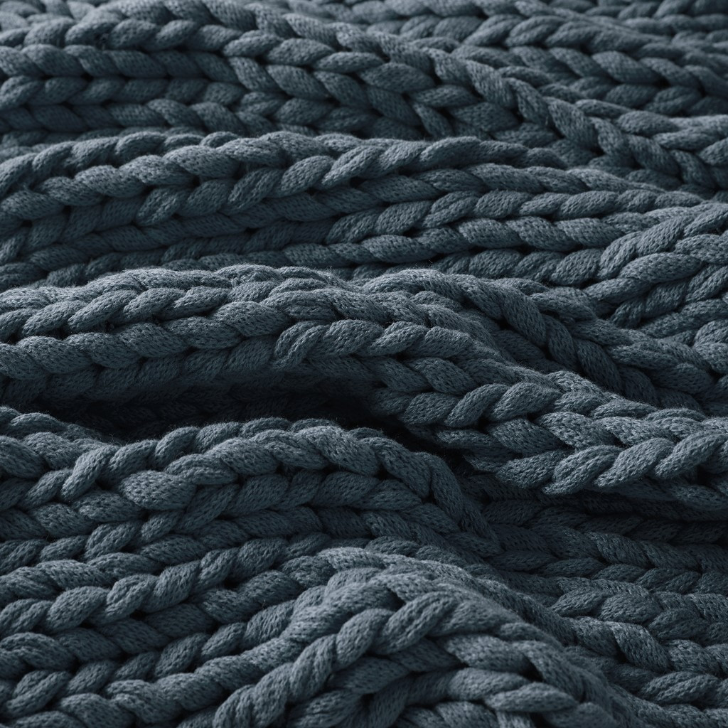 Navy Blue Chunky Handmade Double Knit Throw | Caron's Beach House