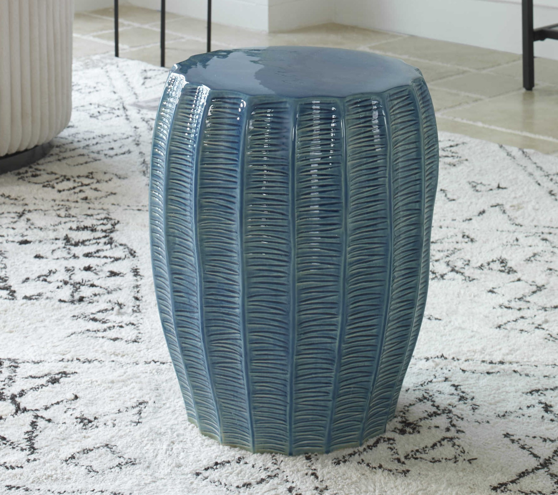 Harbor Aqua Blue Garden Stool - Coastal Cool