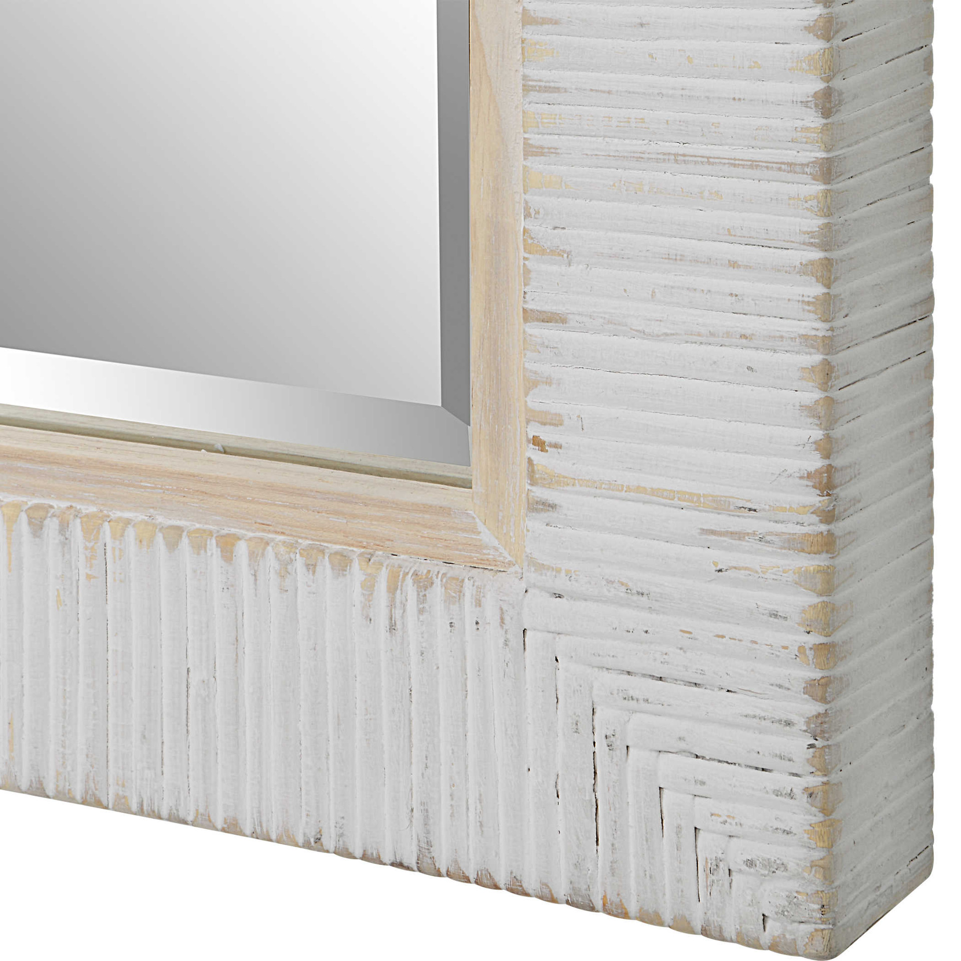 Beachhead White Washed Large Driftwood Rectangular Mirror | Caron's Beach House