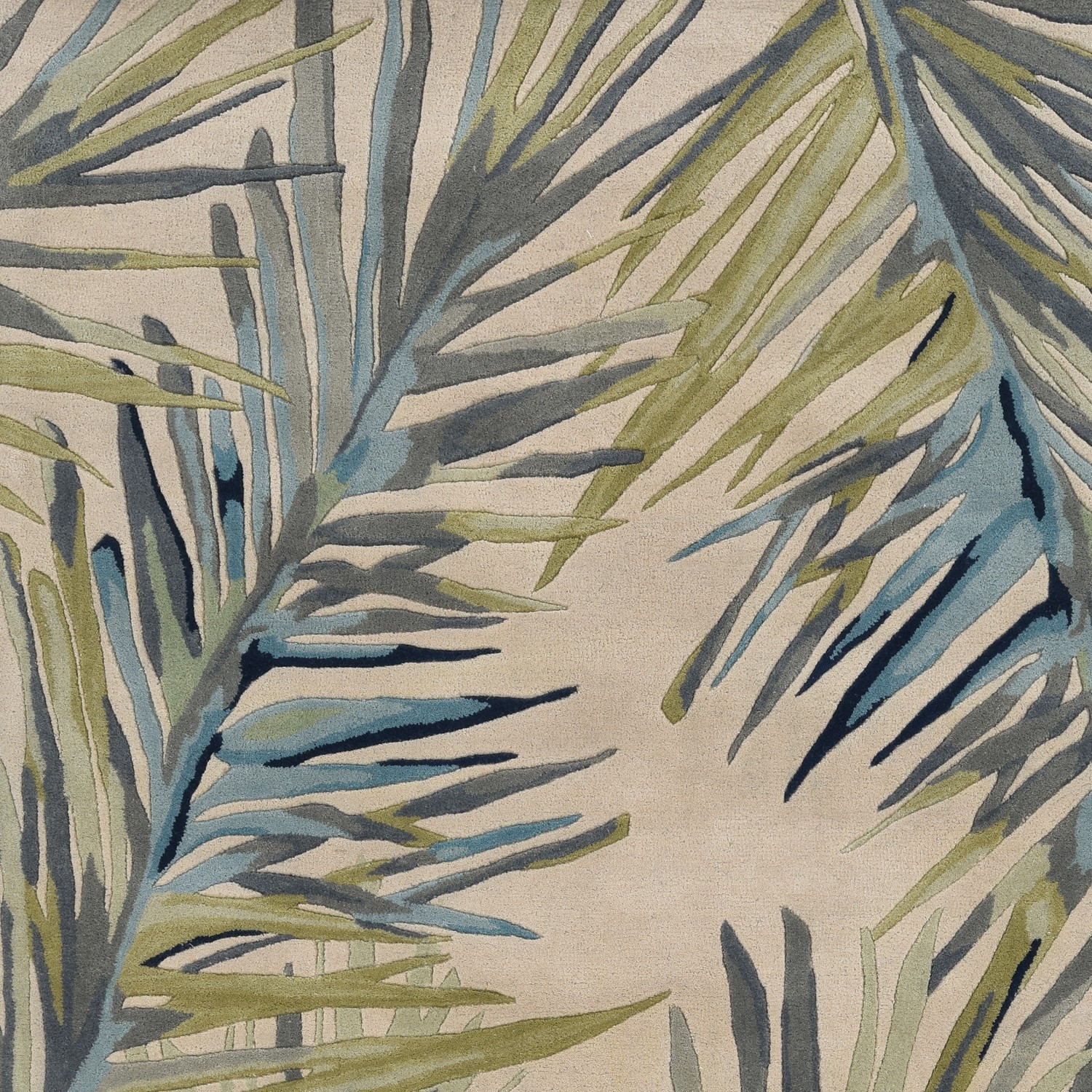 Montego Bay Sculpted Blue-Grey Palm Luxury Wool Rug