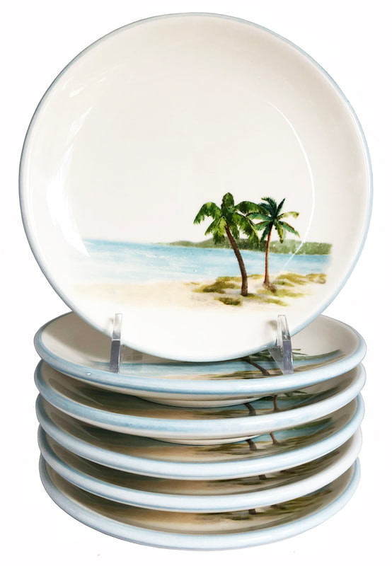 Set of Six Hand-Painted Lobster Canape Plates - Perfect Gift Idea