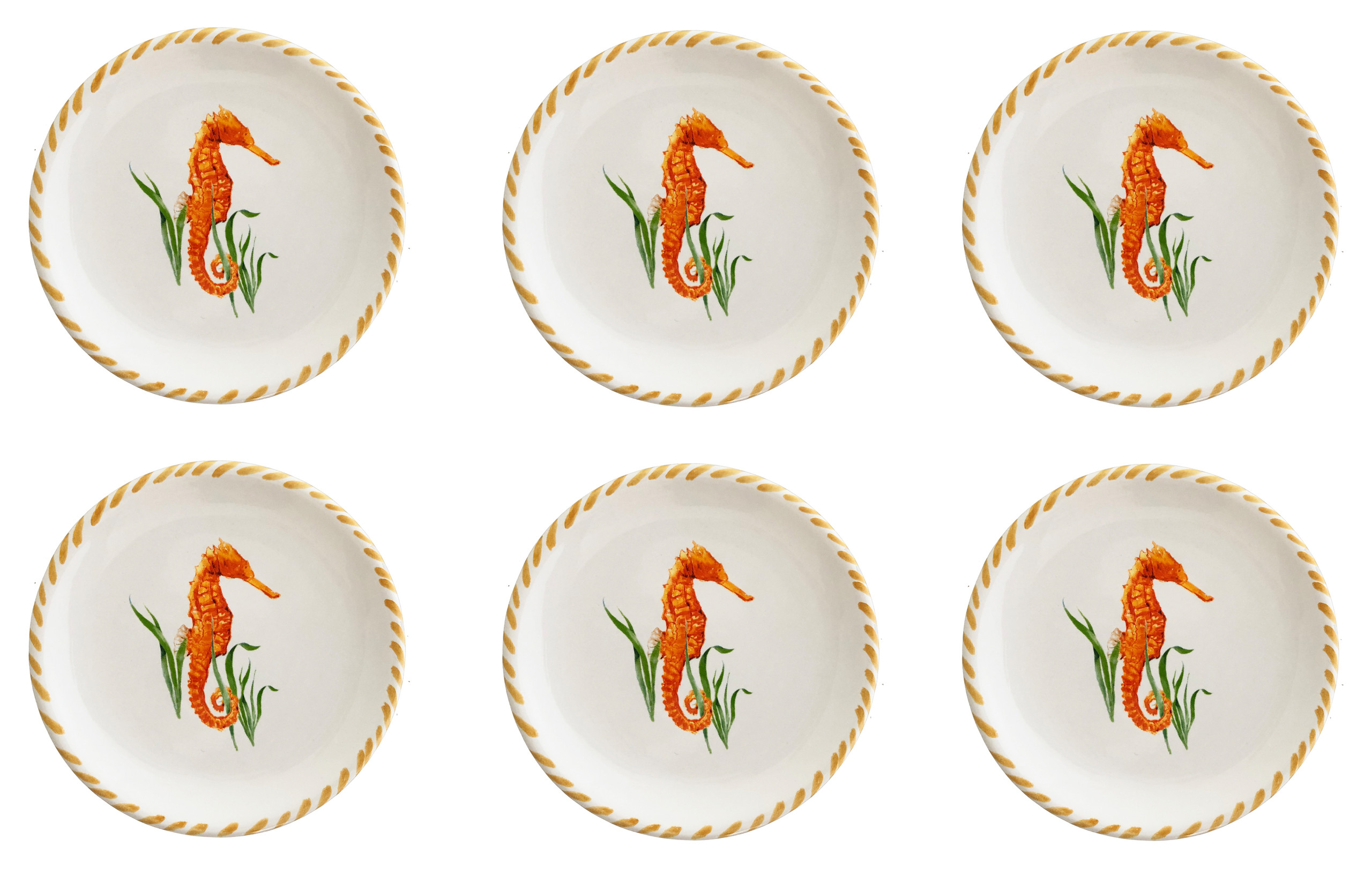 Set of Six Hand-Painted Lobster Canape Plates - Perfect Gift Idea