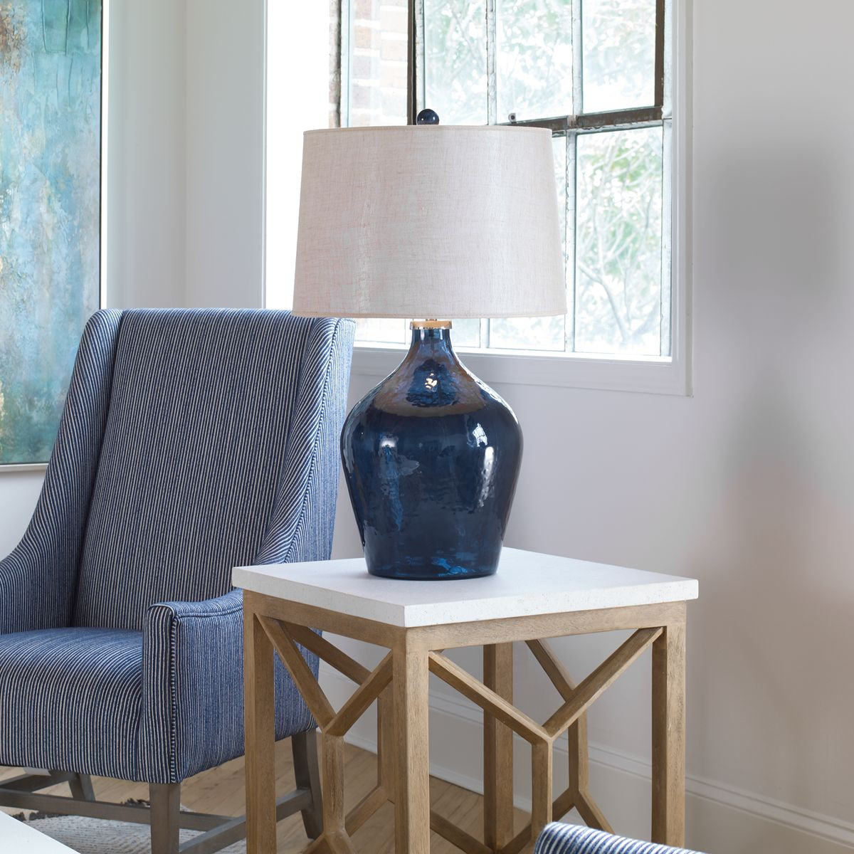 Sailor Striped Wingback Accent Chair | Caron's Beach House