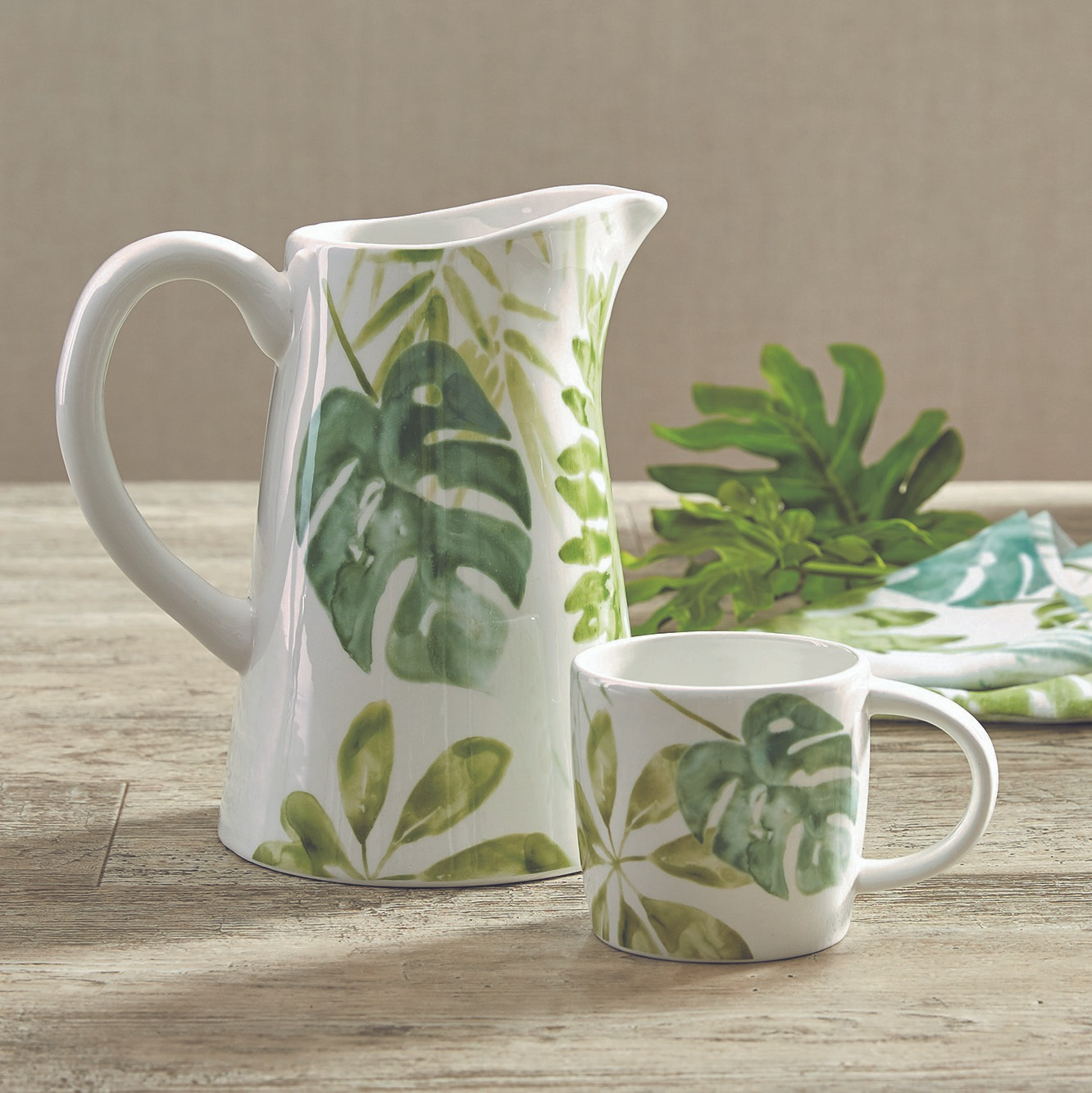 Island Medley Handled Ceramic Pitcher | Caron's Beach House