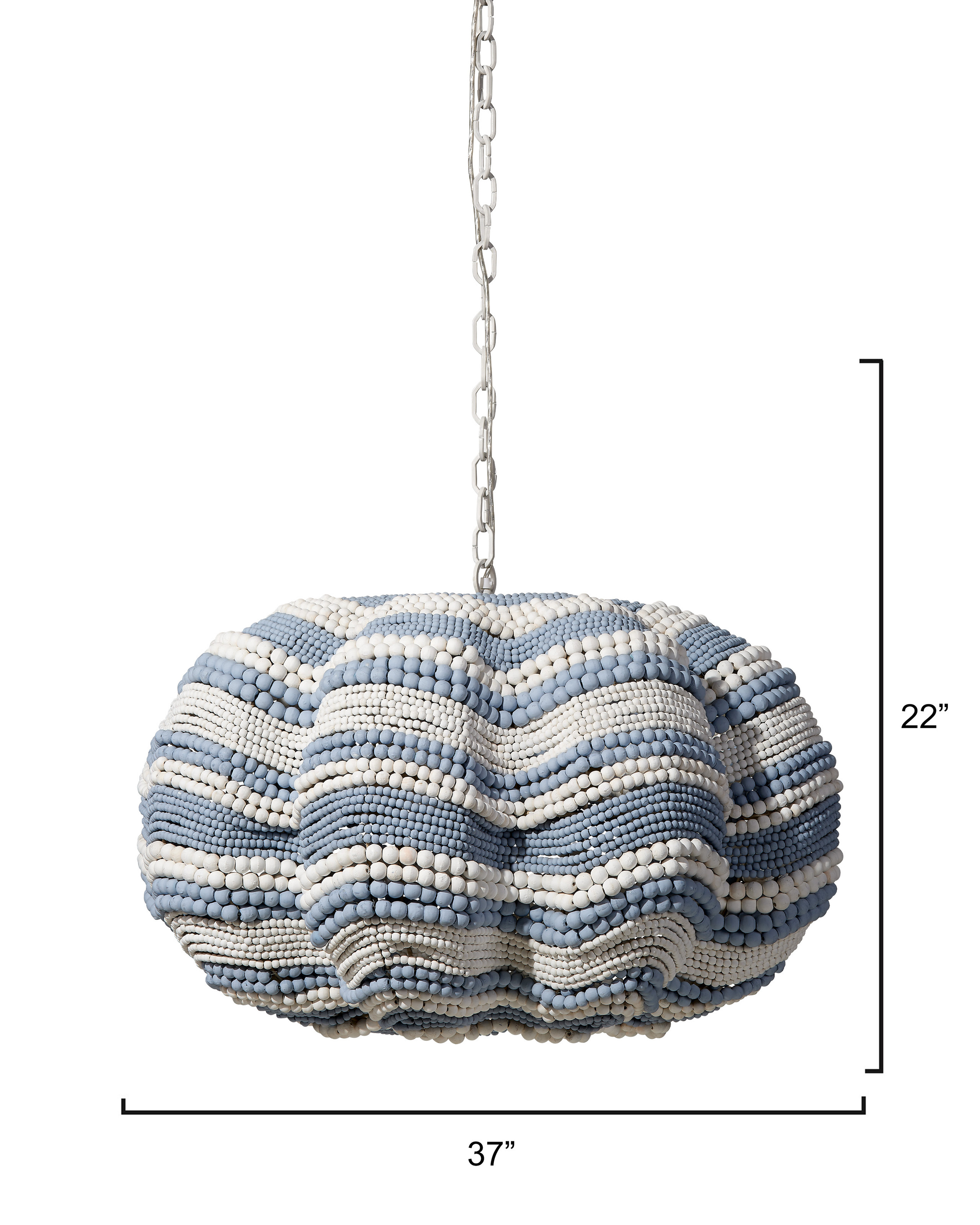 Clamshell Blue and White Beaded Chandelier - Coastal Cool