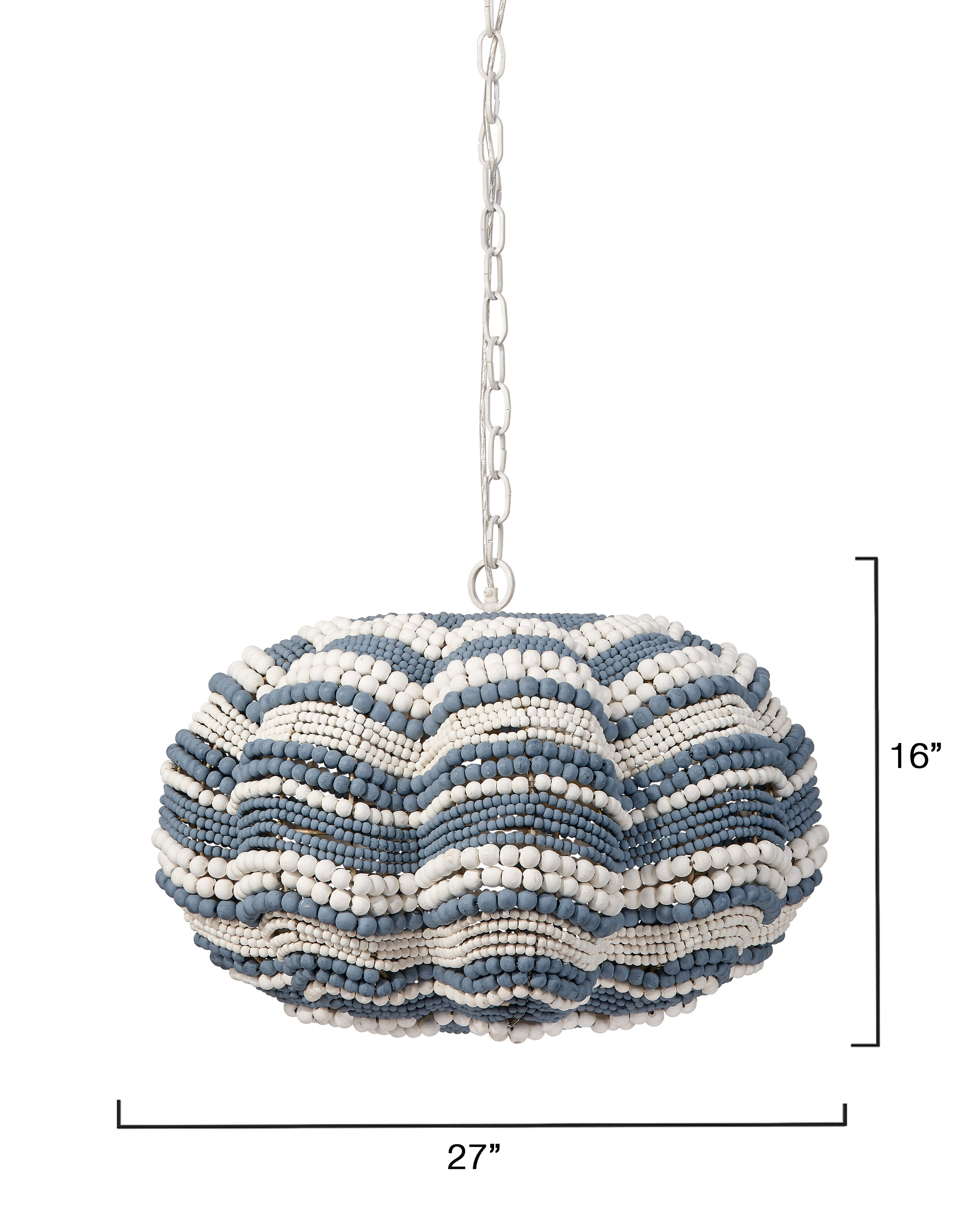 Clamshell Blue and White Beaded Small Chandelier | Caron's Beach House