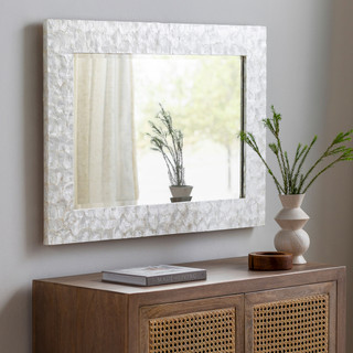 Large Capiz Shell Framed Mirror | Caron's Beach House
