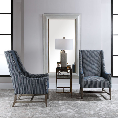 Sailor Striped Wingback Accent Chair | Caron's Beach House