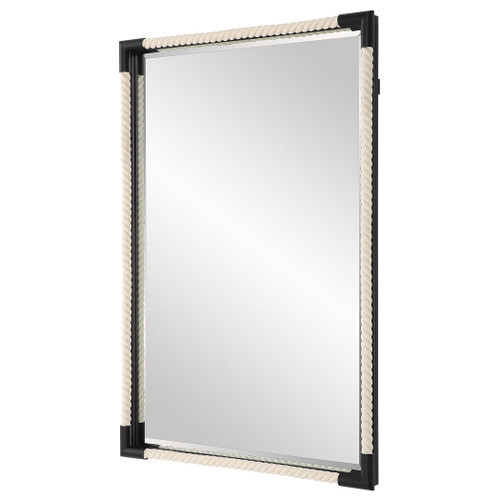Modern Marina White Rope Rectangle Beach Mirror