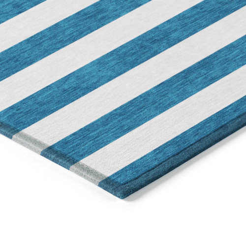 Beach Club Cabana Blue Striped Area Rug | Caron's Beach House