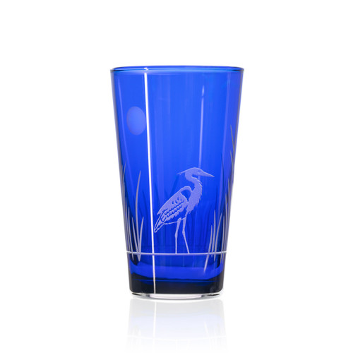 Blue Heron Etched Pint Glasses - Set of 4 | Caron's Beach House