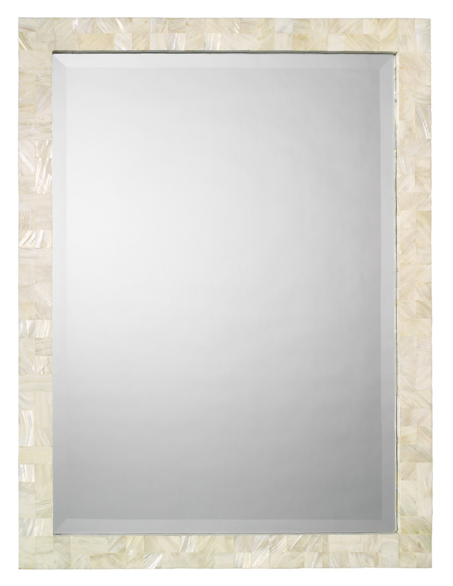 Iridescent Uma Mother of Pearl Shell Round Mirror | Caron's Beach House