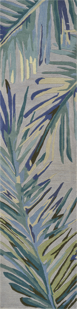 Montego Bay Sculpted Blue-Grey Palm Luxury Wool Rug