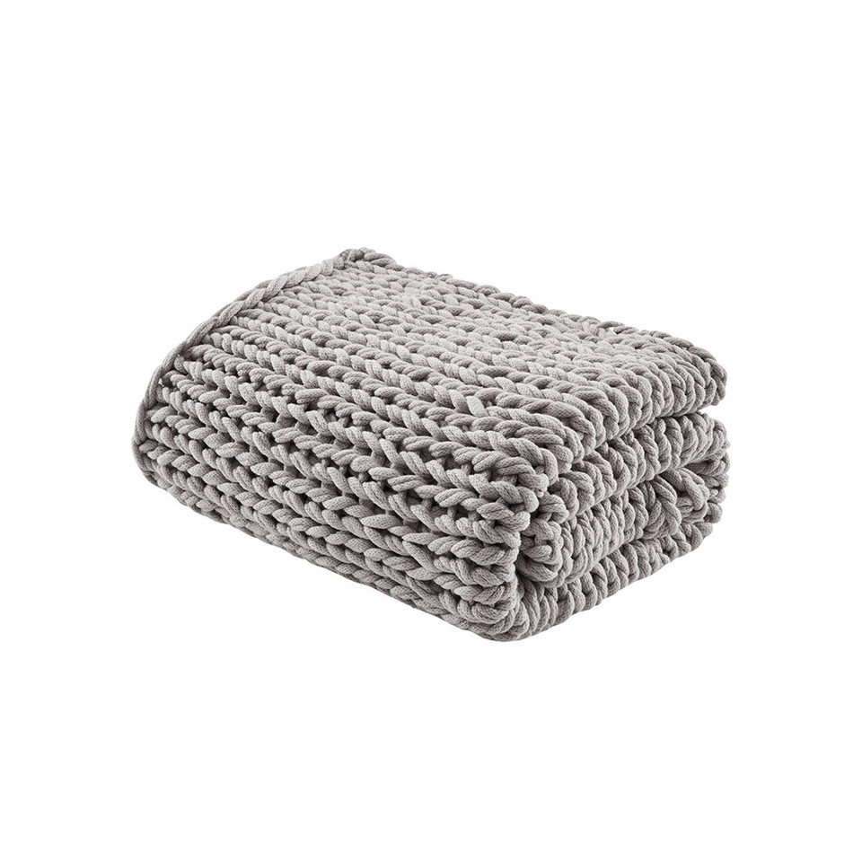 Navy Blue Chunky Handmade Double Knit Throw | Caron's Beach House
