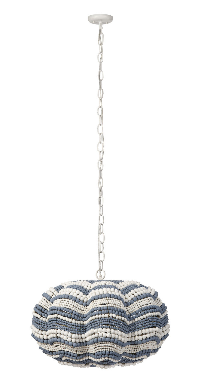 Clamshell Blue and White Beaded Small Chandelier | Caron's Beach House
