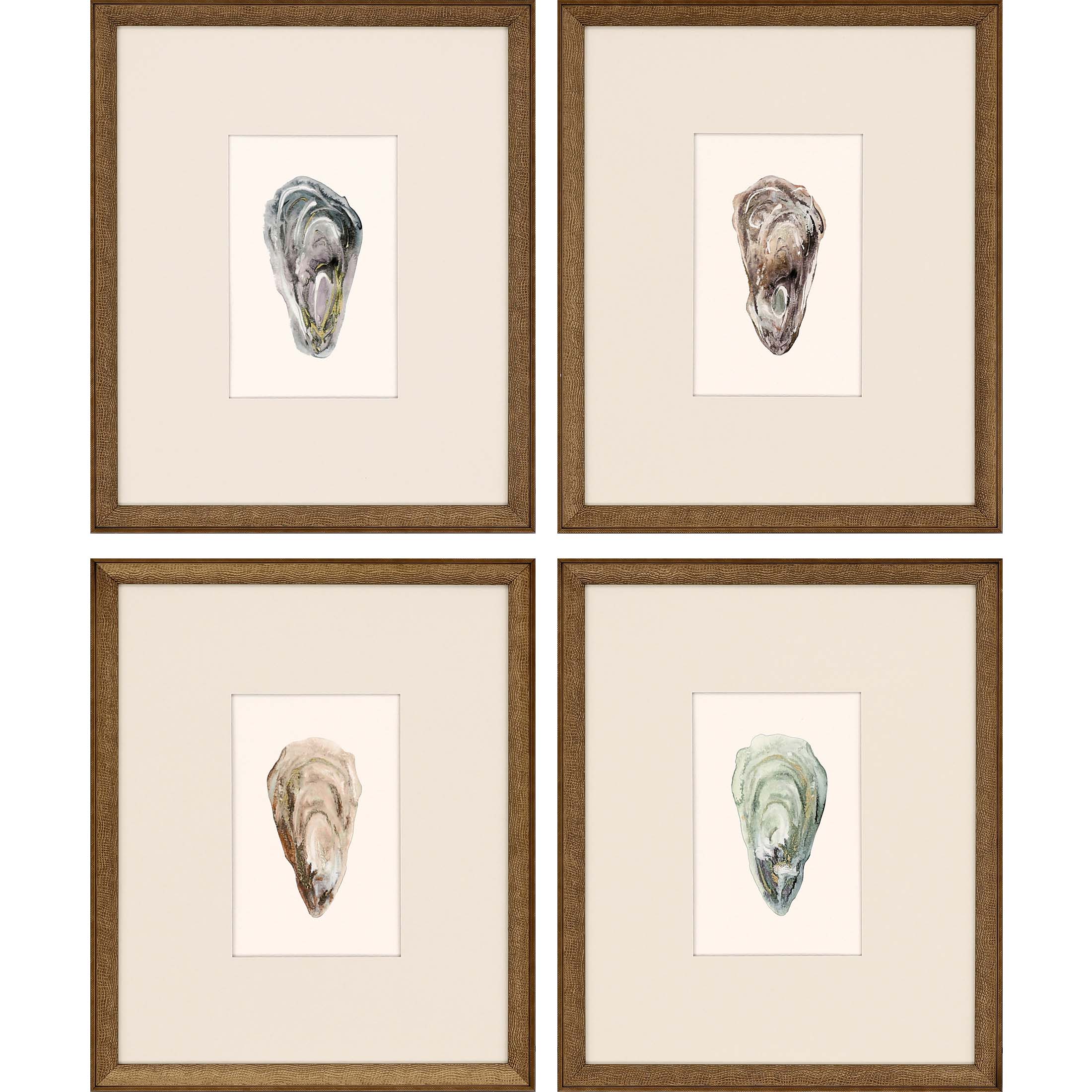 Oyster Blades Shell Study Prints - Set of Four | Caron's Beach House