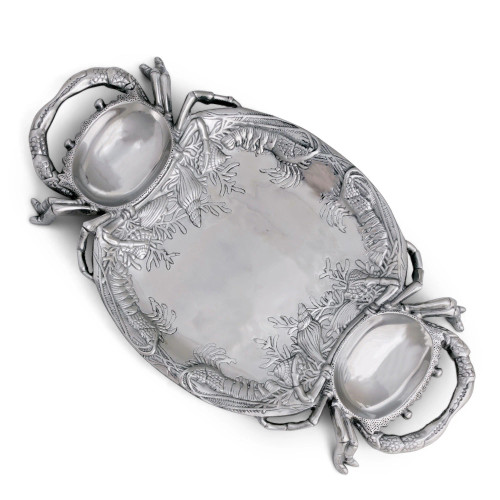 Polished Crab Platter with Handles | Caron's Beach House