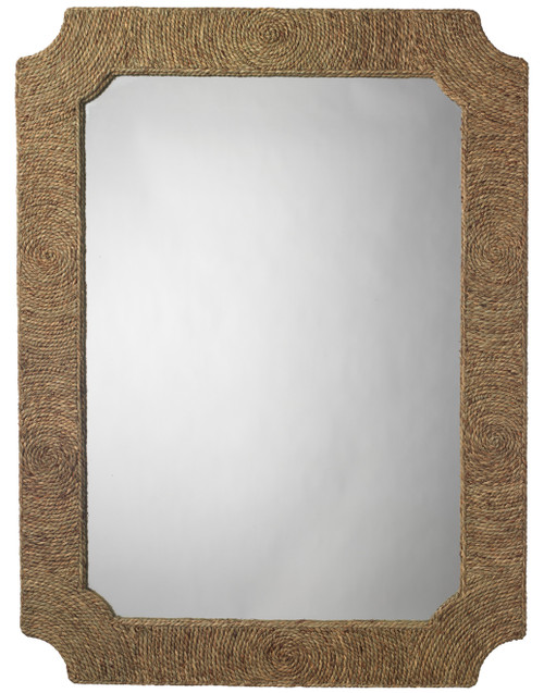 Marina Mirror Wrapped in Natural Seagrass | Caron's Beach House