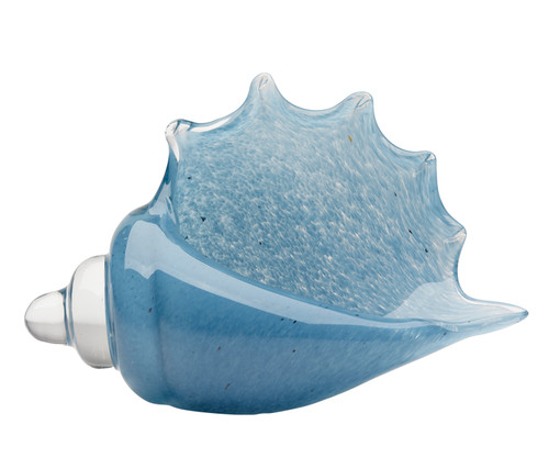 Triton Shell in Sea Blue Blown Glass | Caron's Beach House