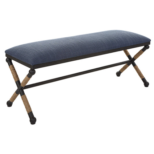 Nautical Braddock Navy Blue Long Bench | Caron's Beach House