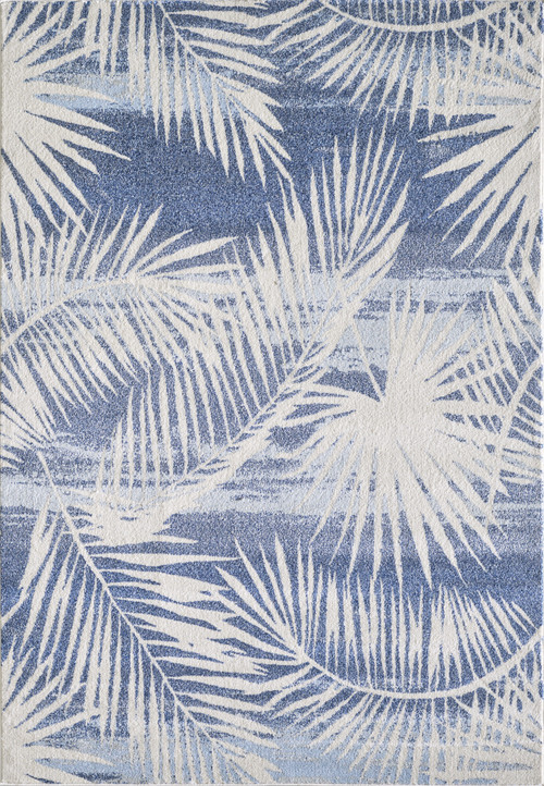 Kula Blue Palm Images Plush Rug | Caron's Beach House