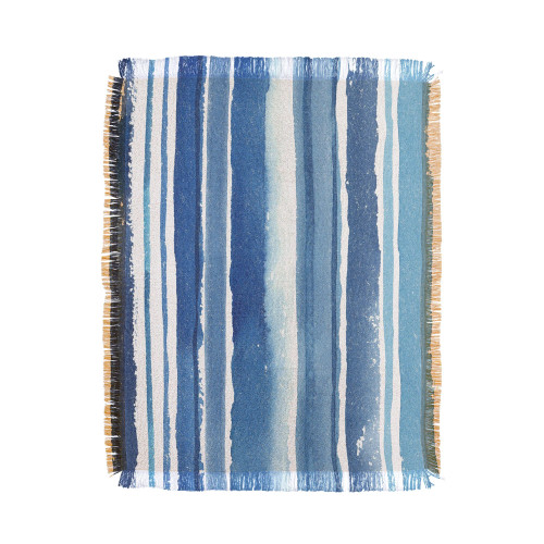 Caribbean Shore Waves Double Woven Fringed Throw