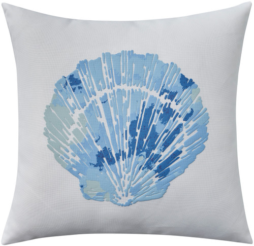 Blue Scallop Shell Raised Print Throw Pillow Carons Beach House