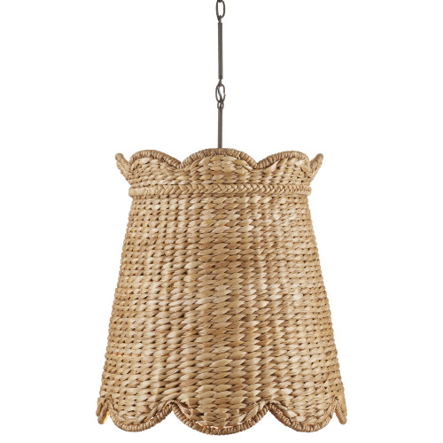 Trendy and Gorgeous Annabelle Scalloped Woven Rattan Medium Pendant