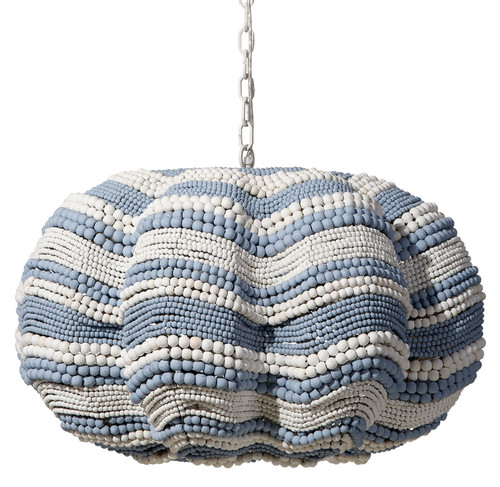 Clamshell Blue and White Beaded Chandelier - Coastal Cool