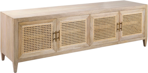 Encinitas 4-Door Rattan Low Profile Console Table