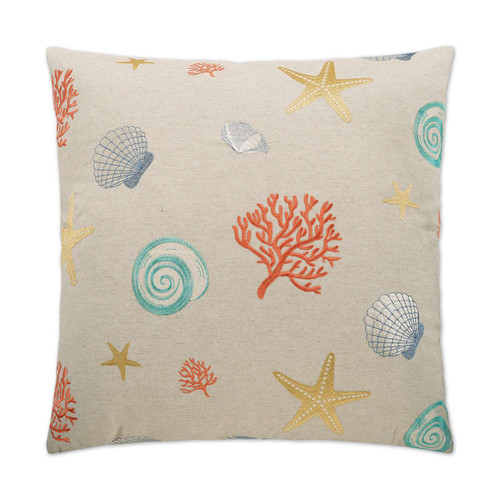 24 x 24 Embroidered Beach Comber Bright Shells Luxury Pillow | Caron's ...