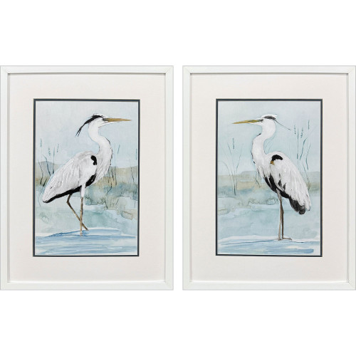Herons in the Misty Blue Marsh Set of Two Framed Art Pieces | Caron's ...