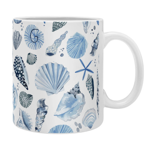 Sea Shells Ocean Blue Coffee Mugs -Set of 4 | Caron's Beach House