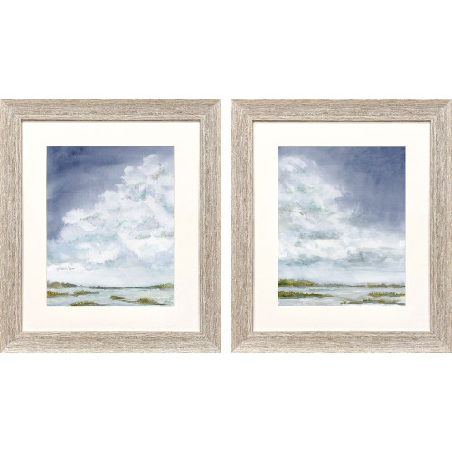 Afternoon Storm View Over the Marsh Framed Art Set | Caron's Beach House