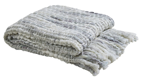 Light Grey Sea Mist Chunky Knit Throw | Caron's Beach House
