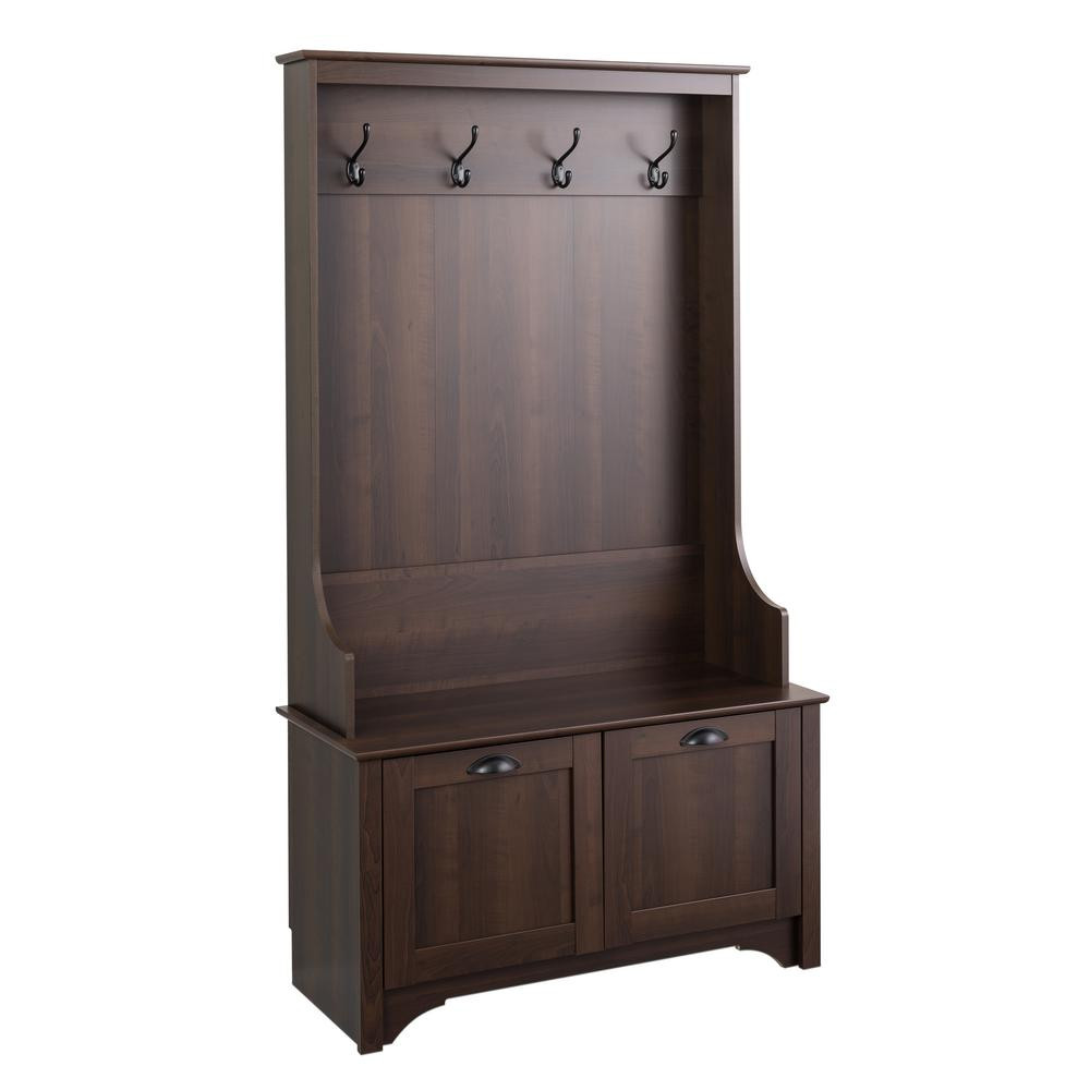 Wide Hall Tree with Shaker Doors, Espresso