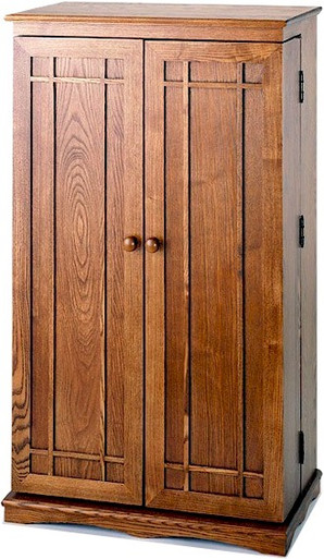 Solid Hardwood Mission Style CD/DVD Storage Cabinet Dark Oak